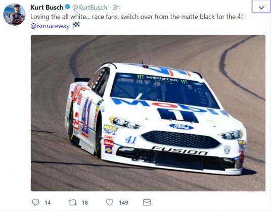 Kurt Busch driving white Mobil car at Phoenix (Photos) | Tireball ...